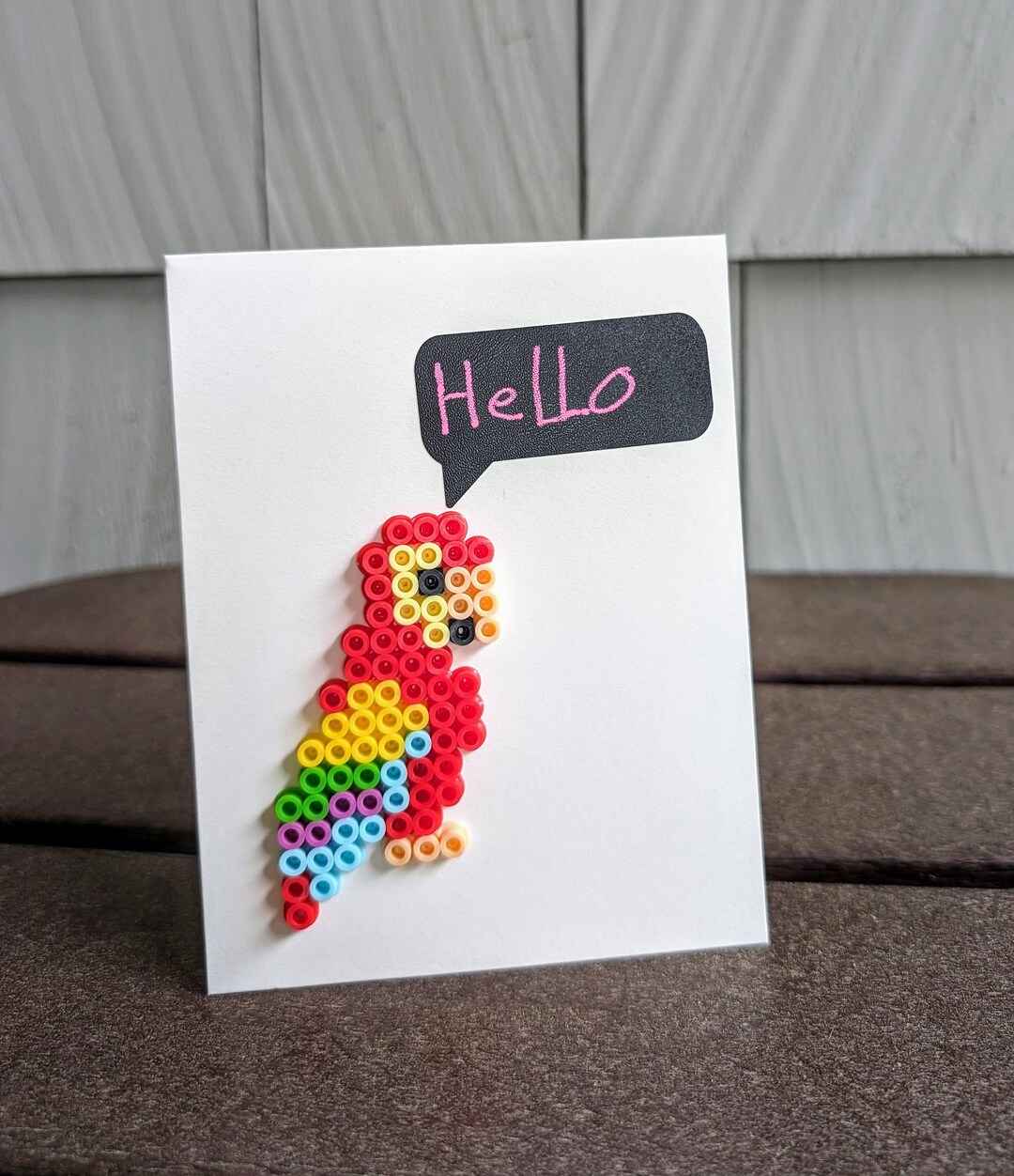 Parrot Card Blank Inside One-of-a-king Design With Fuse Beads - Etsy