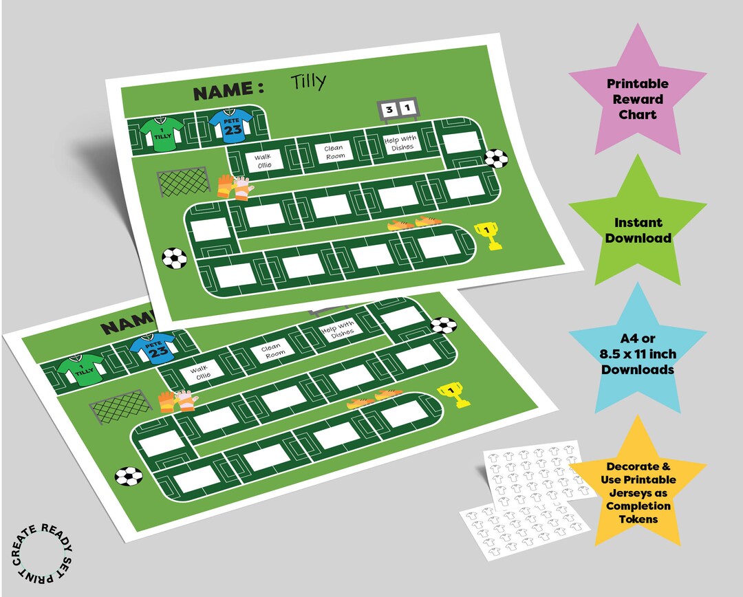 Soccer Reward Chart Sticker Chart Soccer Enthusiast Chore - Etsy