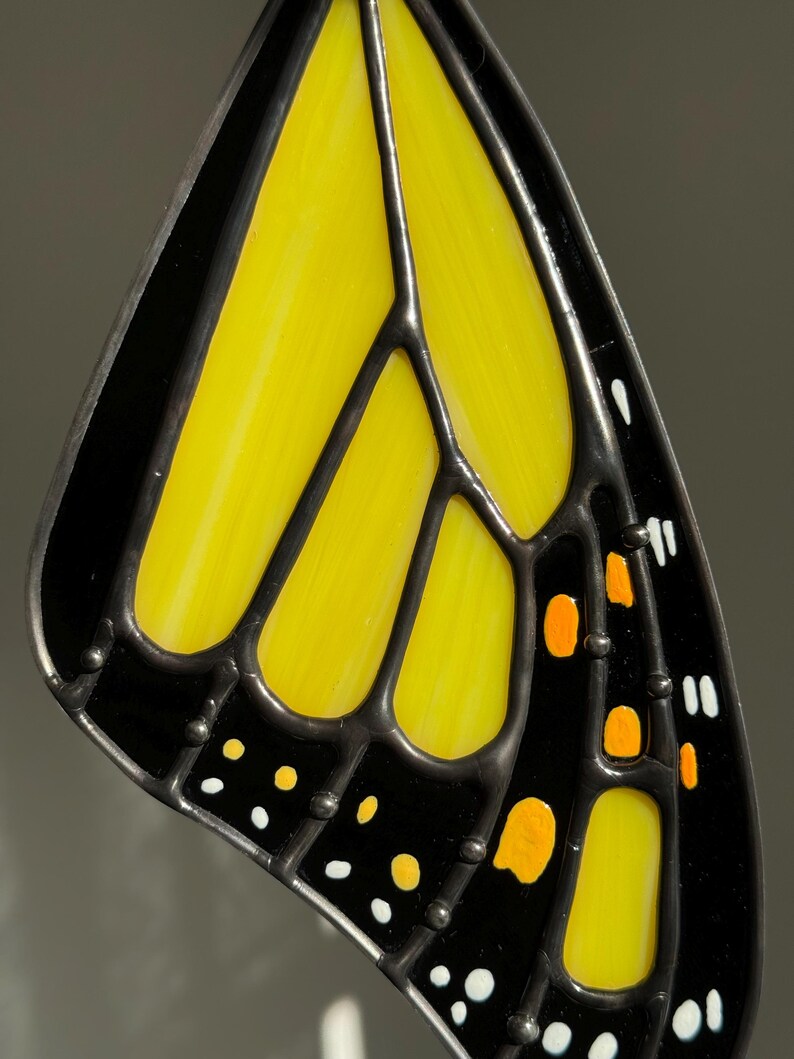Monarch Butterfly Wing Stained Glass - Handmade Glass Art - Window ...