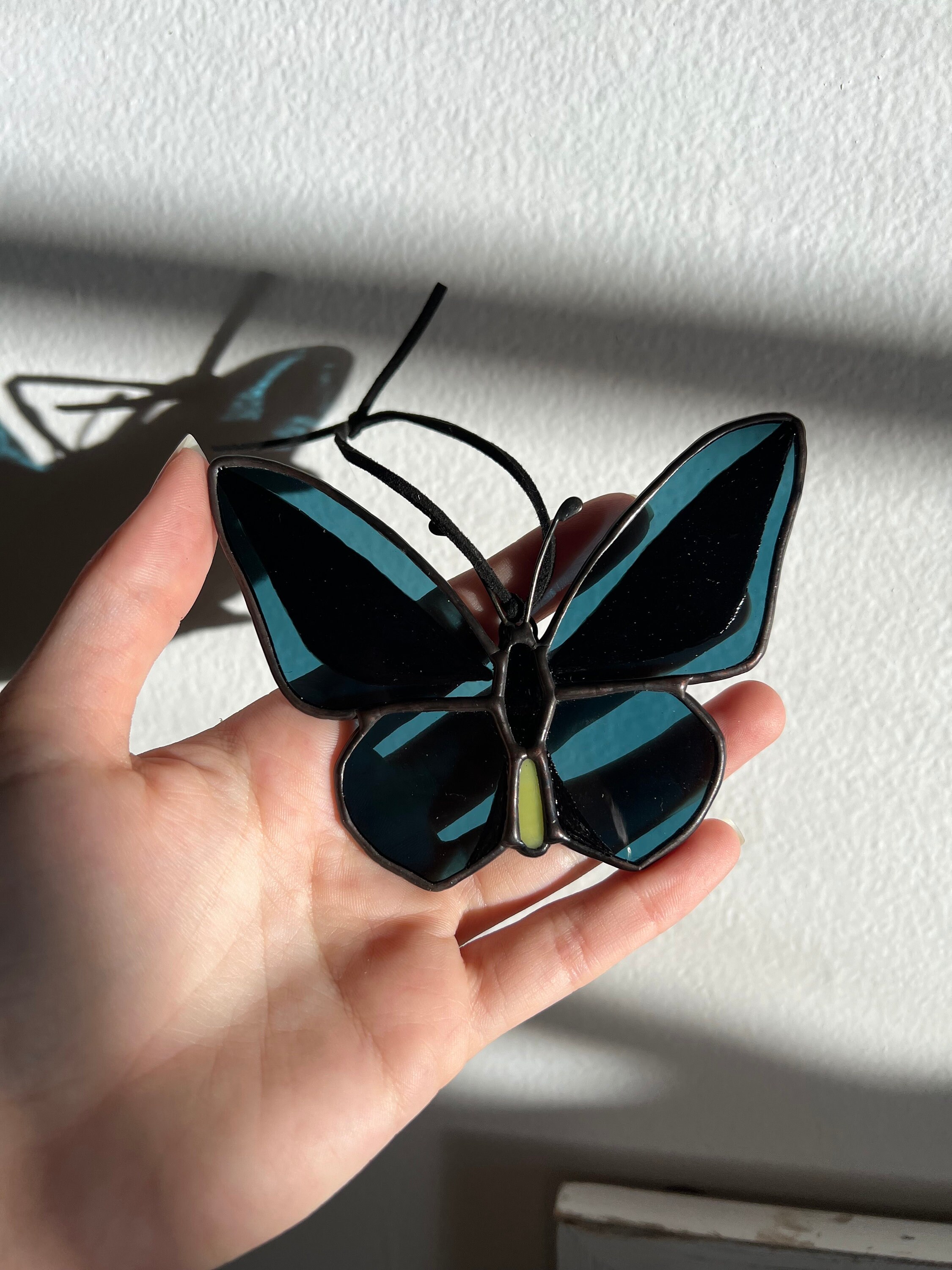 Blue Birdwing Butterfly Stained Glass Handmade Glass Art Mini Window ...