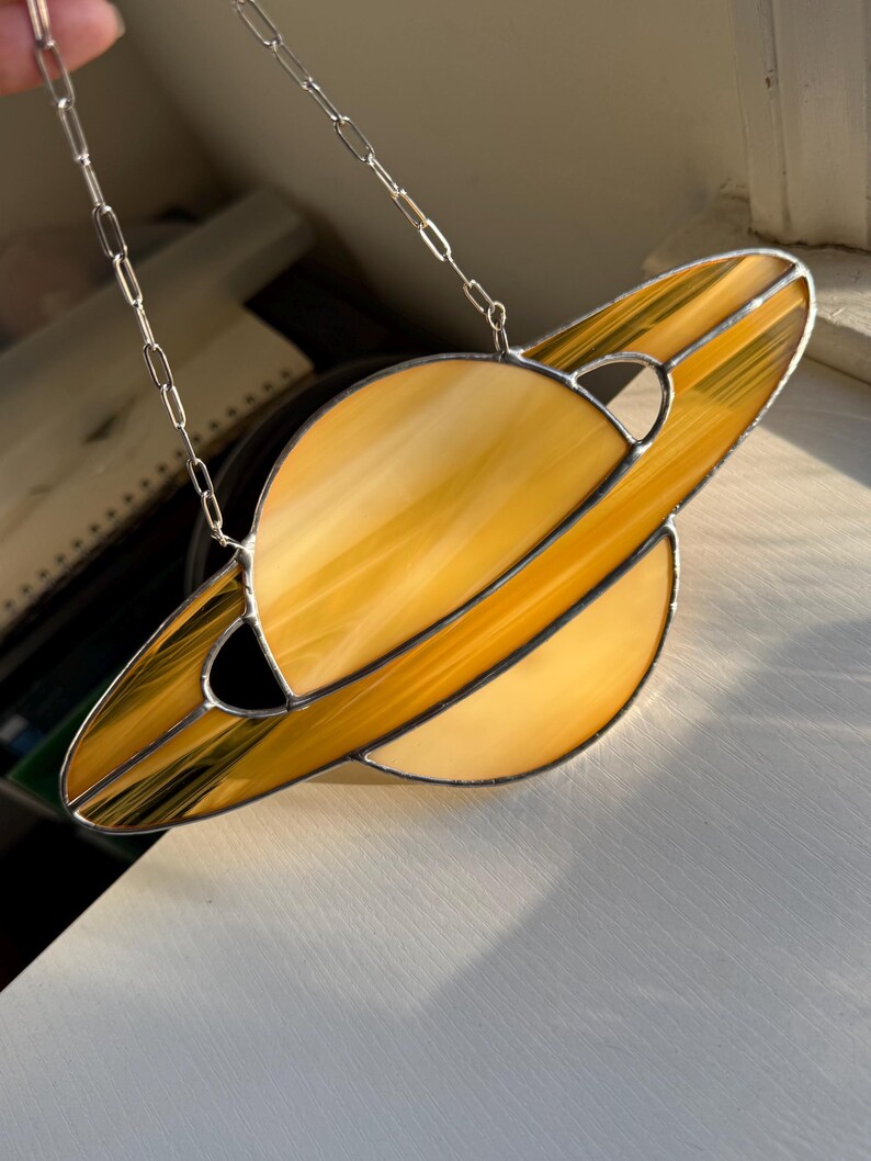 Saturn Stained Glass Suncatcher | Handmade Space Planet Glass Art - Etsy