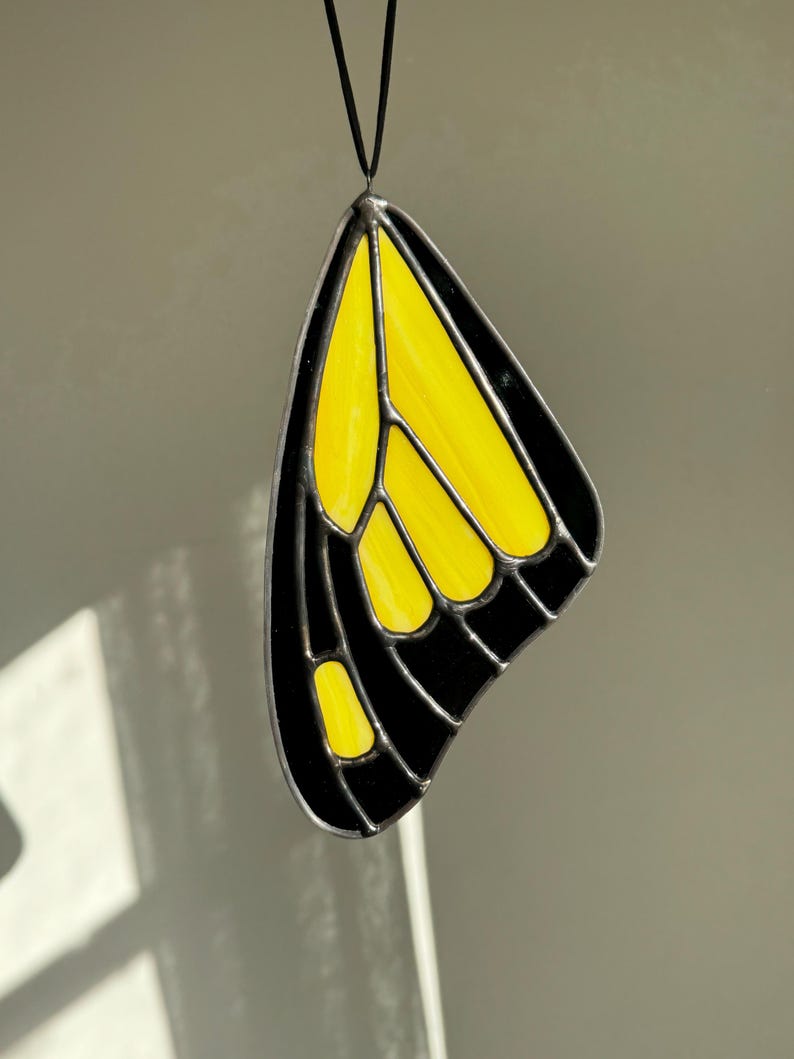 Monarch Butterfly Wing Stained Glass - Handmade Glass Art - Window ...