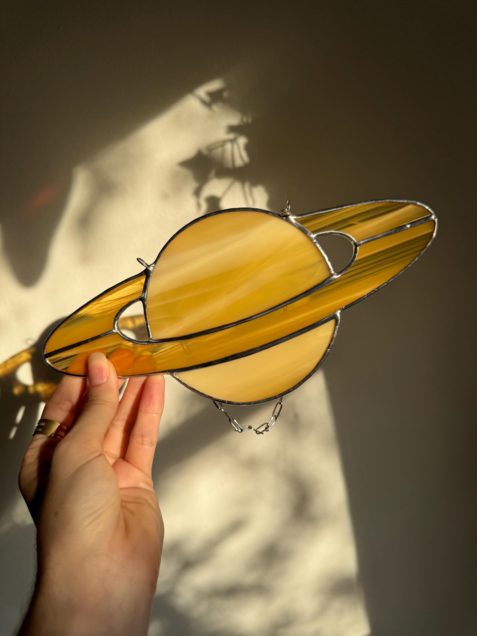 Saturn Stained Glass Suncatcher | Handmade Space Planet Glass Art - Etsy