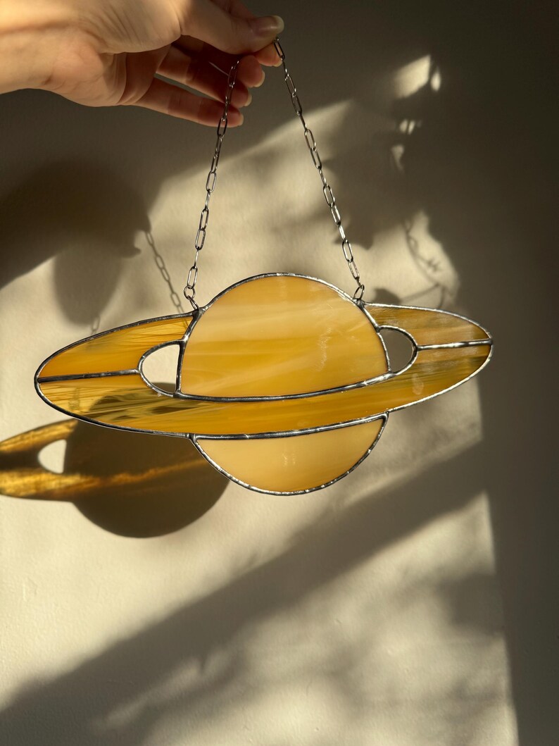 Saturn Stained Glass Suncatcher | Handmade Space Planet Glass Art - Etsy