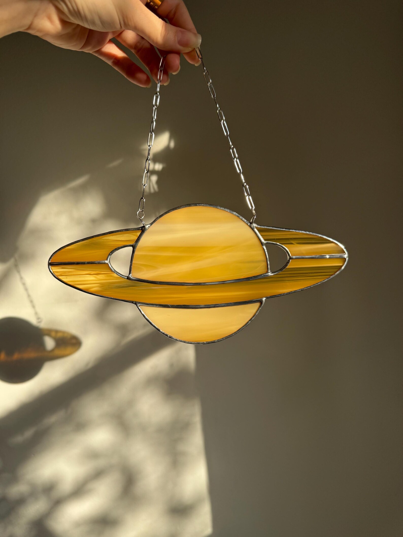 Saturn Stained Glass Suncatcher | Handmade Space Planet Glass Art - Etsy