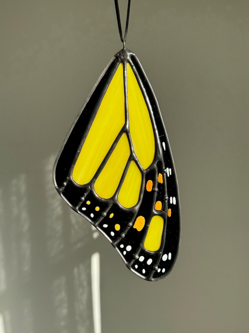 Monarch Butterfly Wing Stained Glass - Handmade Glass Art - Window ...
