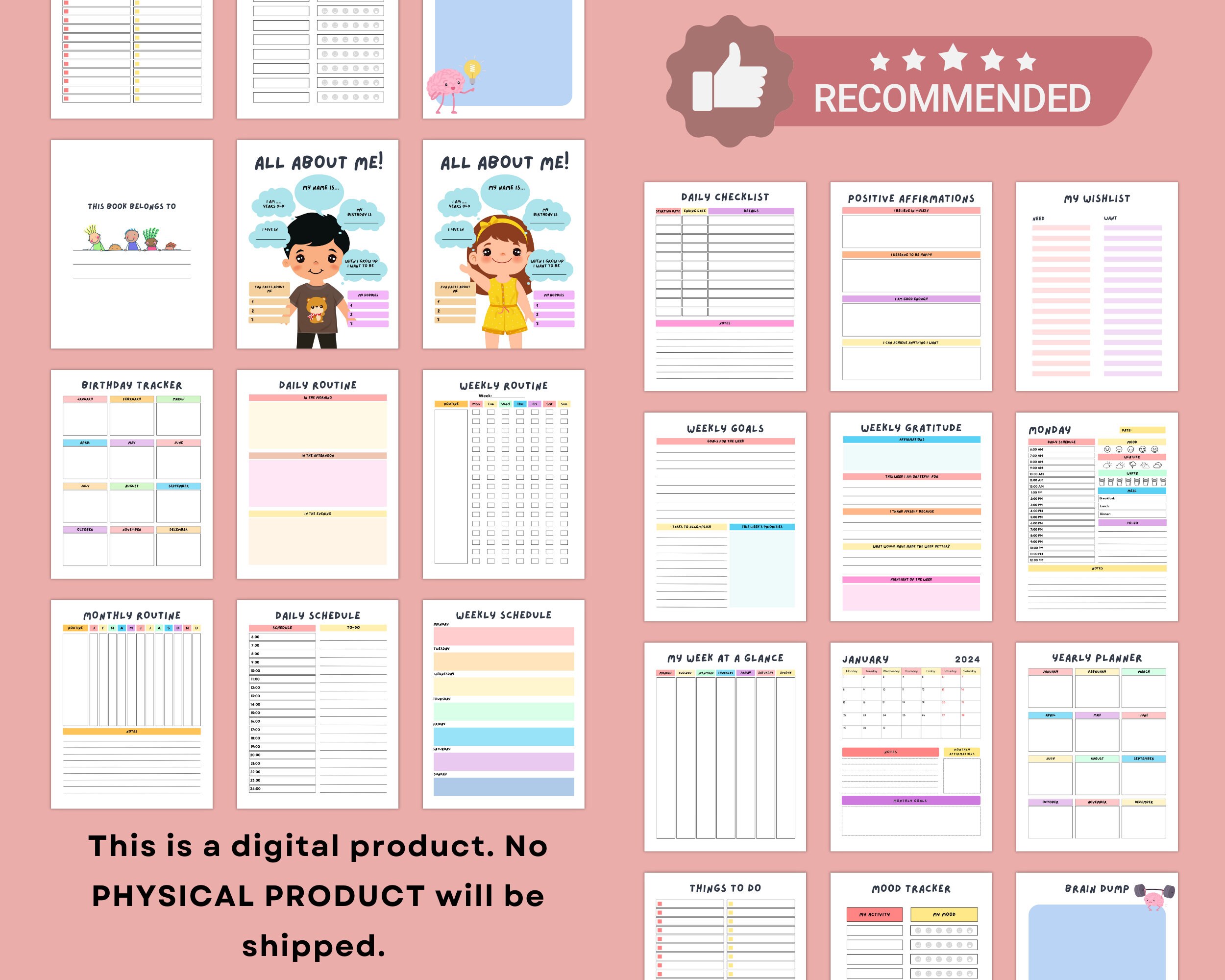 2024 PLR ADHD Planner for Kids | Digital Planner ADHD for Kids 2024 ...