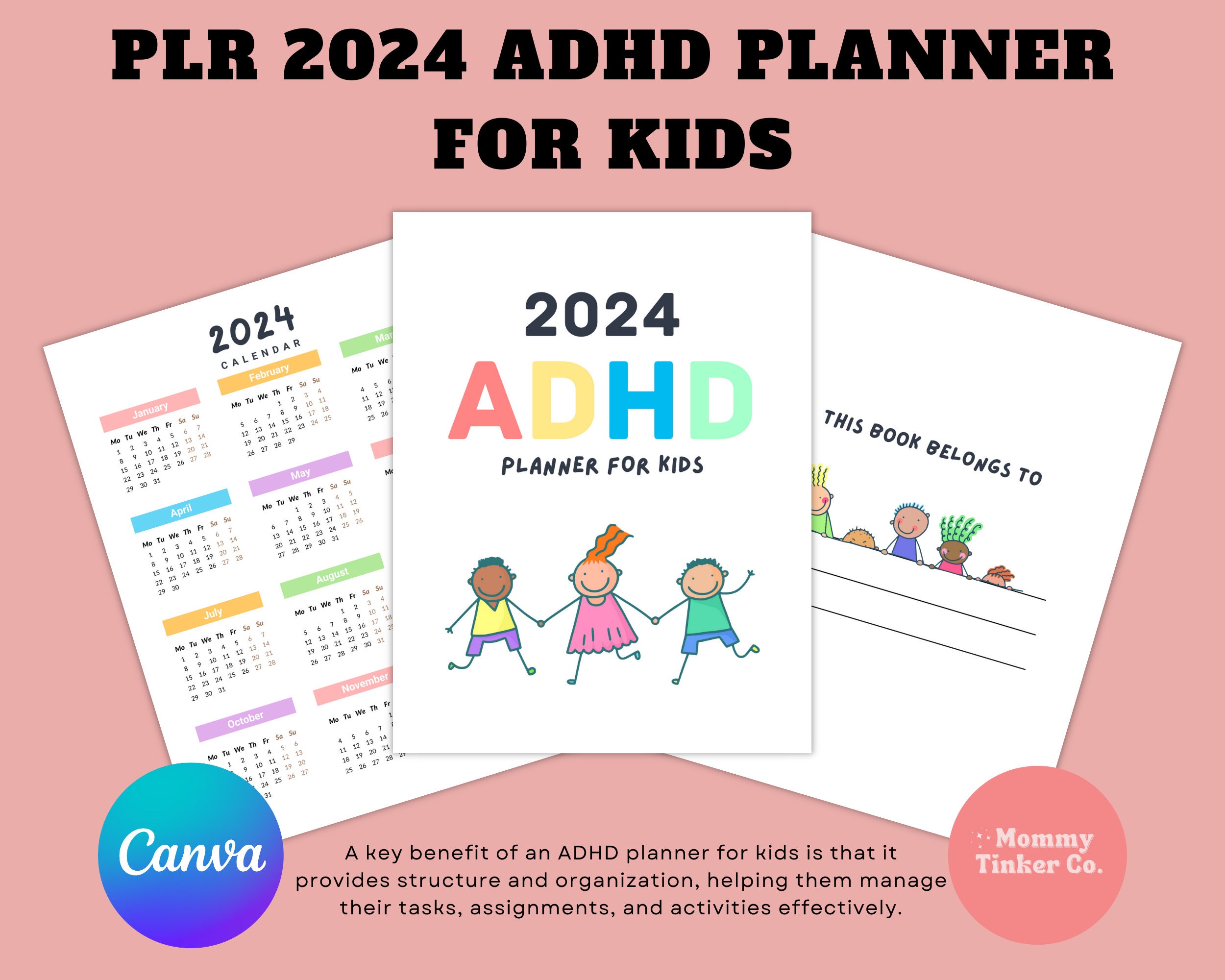 2024 PLR ADHD Planner for Kids | Digital Planner ADHD for Kids 2024 ...