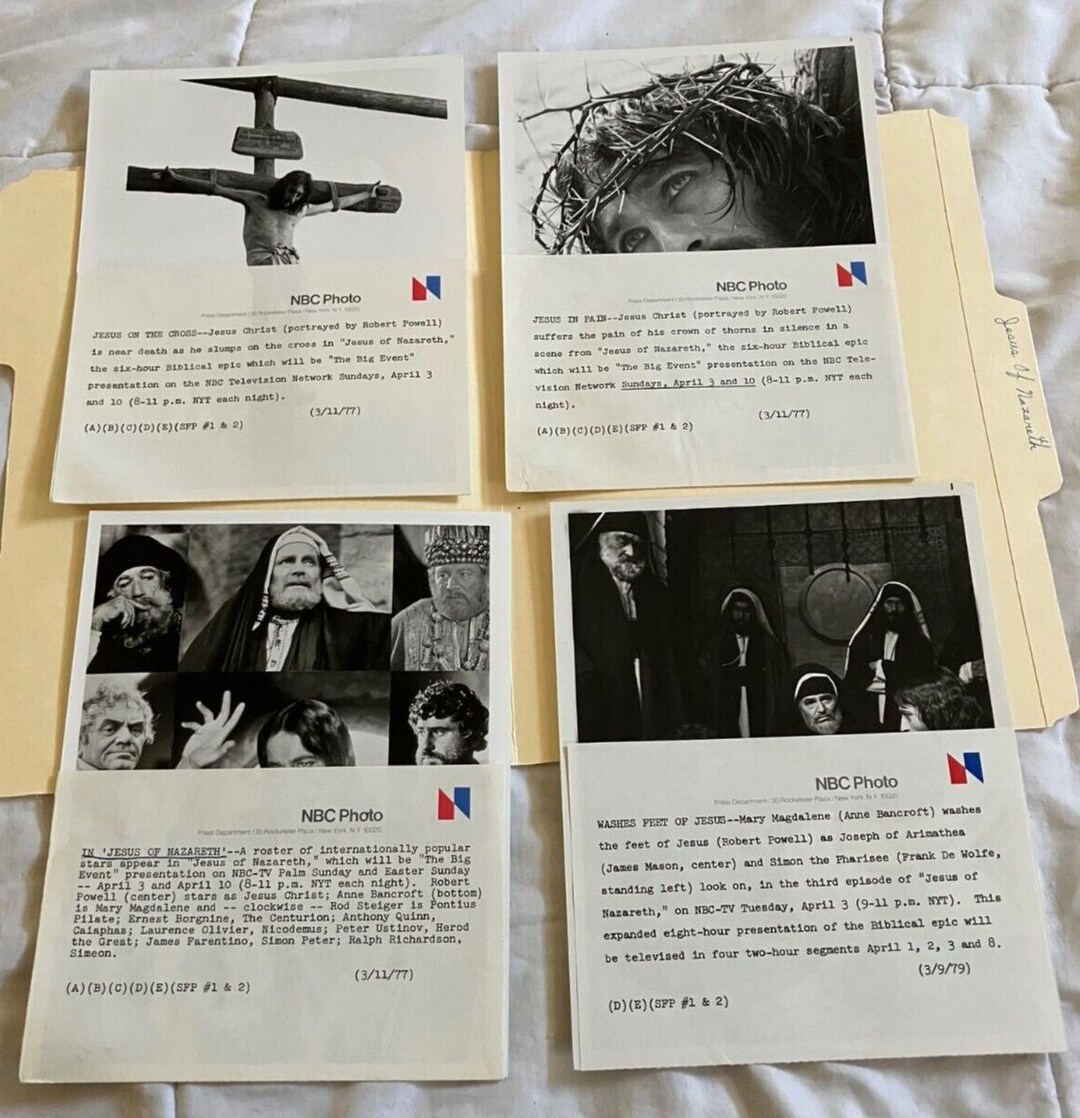 Set of 4 Jesus of Nazareth Press Photos Robert Powell James Mason Anne ...