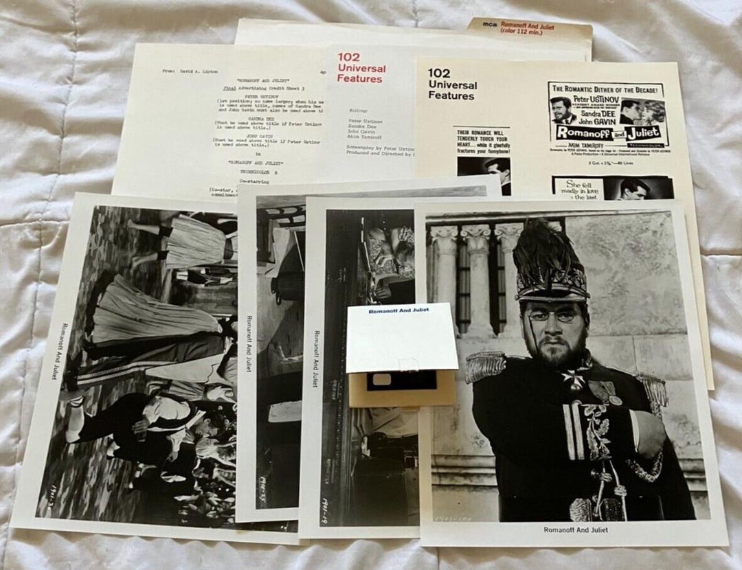Romanoff and Juliet Press Kit/pressbook 1961 Peter Ustinov John Gavin ...