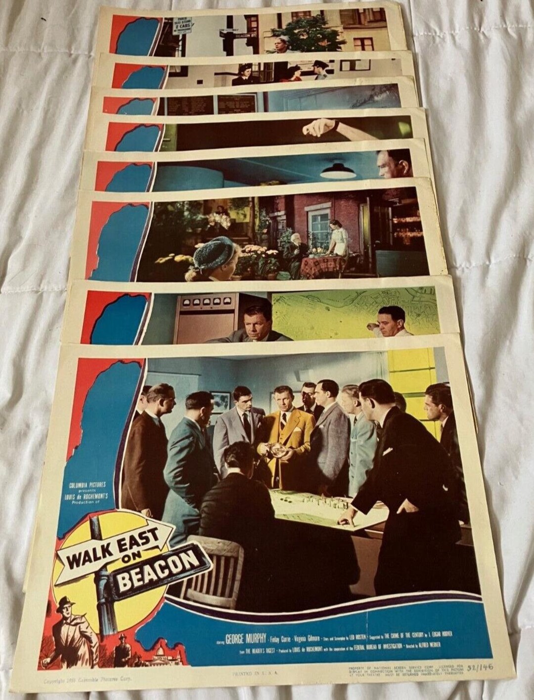 8 Lobby Cards for Walk East on Beacon – George Murphy 1952 – Complete ...
