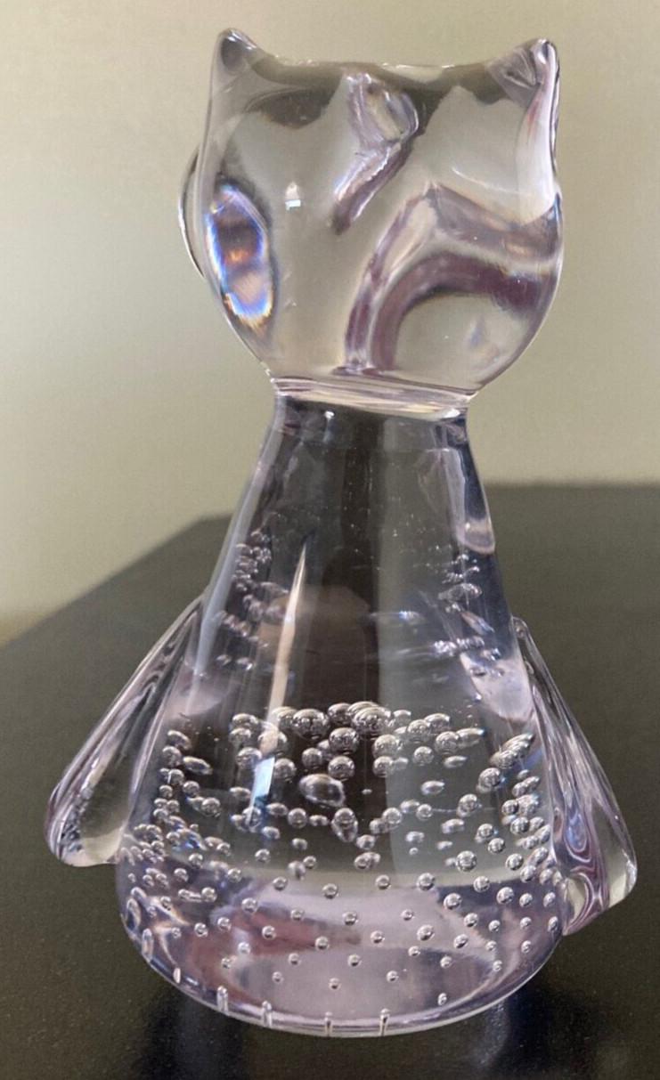 Vintage Clear Art Glass Controlled Bubbles Foolish Owl Figurine ...