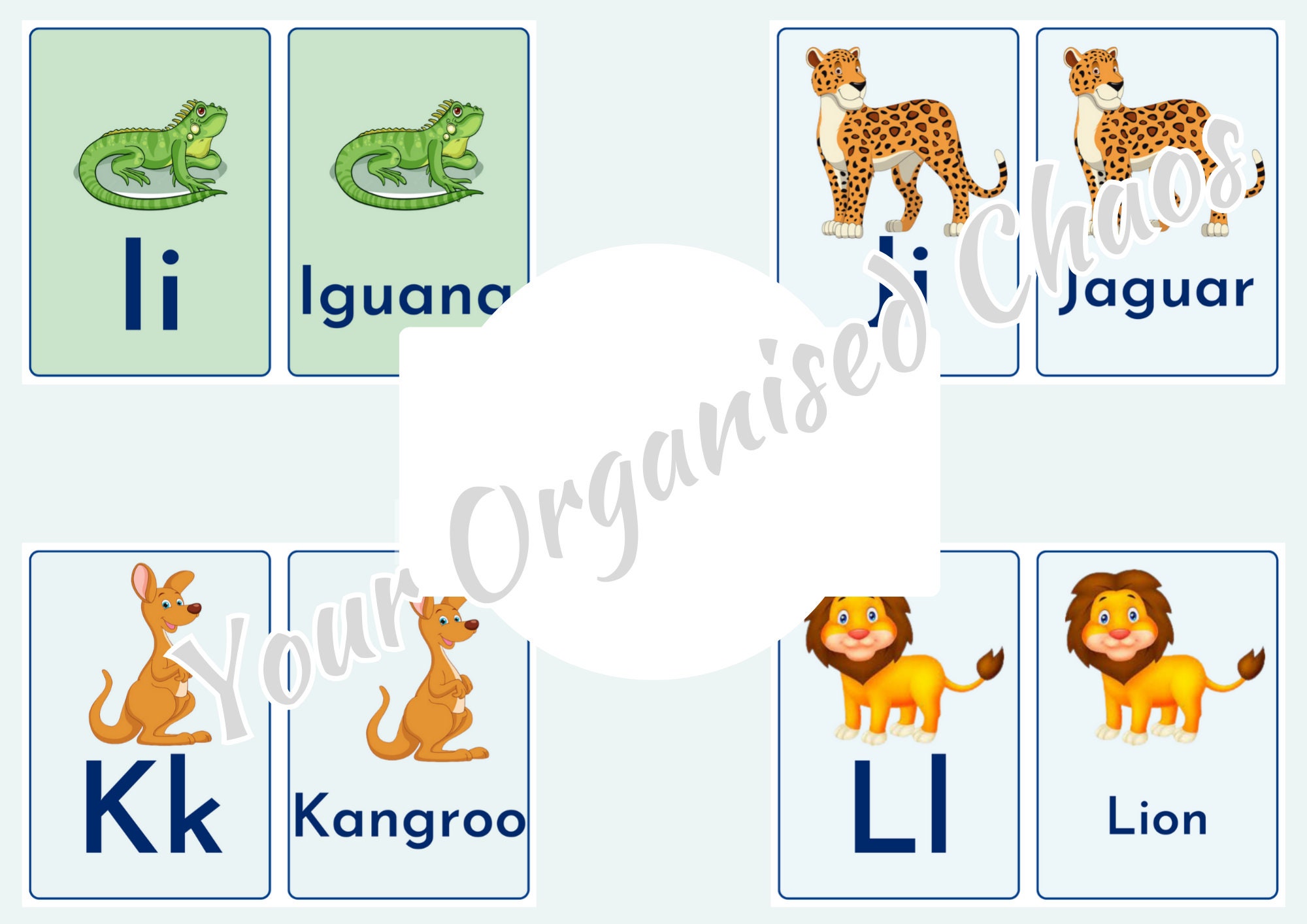 ABC Alphabet Flash Card animals - Etsy