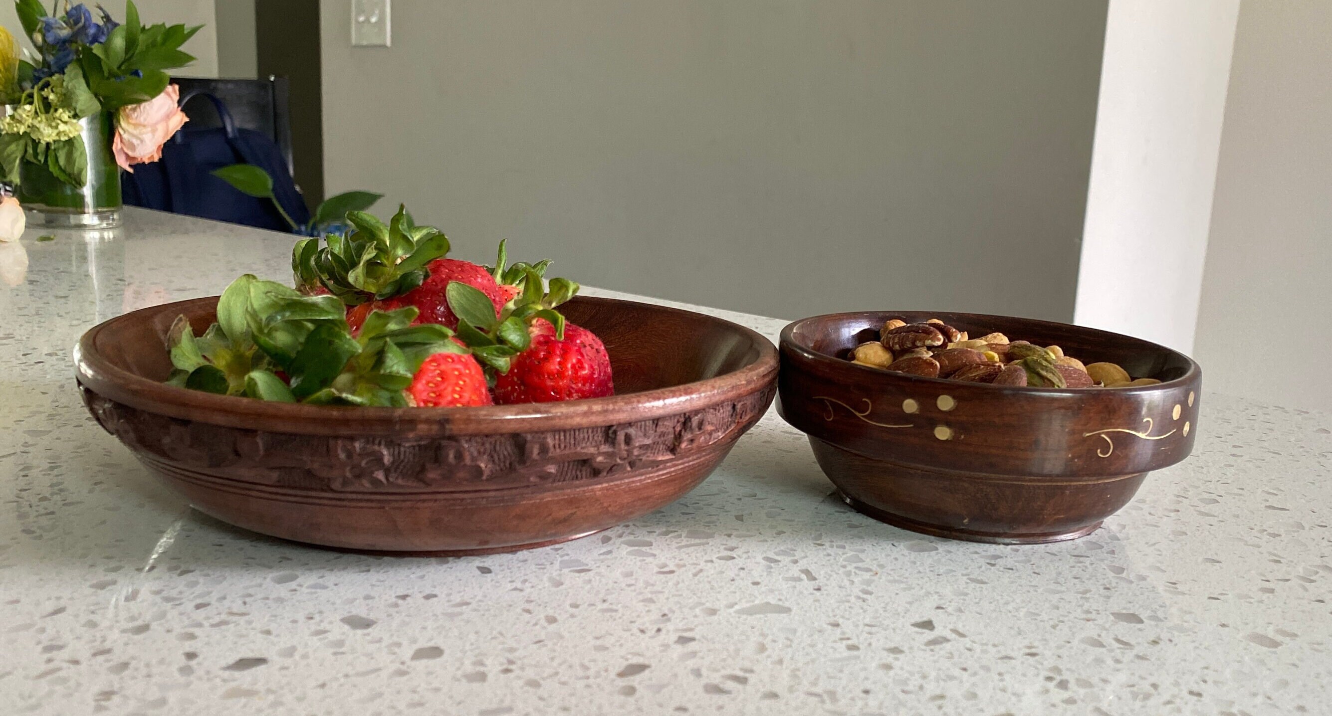 Wooden Bowls | Hand Carved | Brass Inlay | Small and Large Options - Etsy