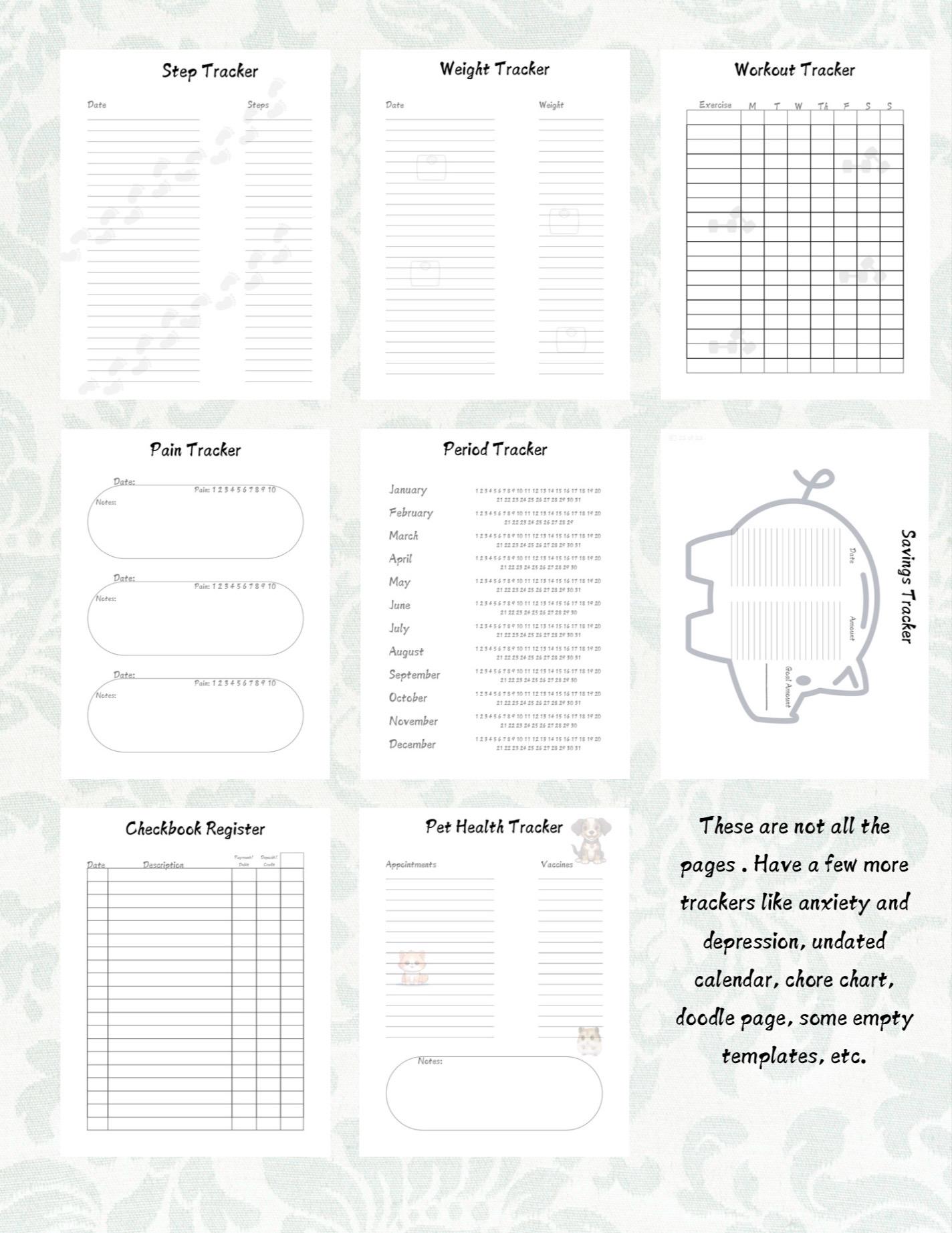 Printable Planner Pages, Journal Pages, List Pages, Tracker Pages. in 3 ...