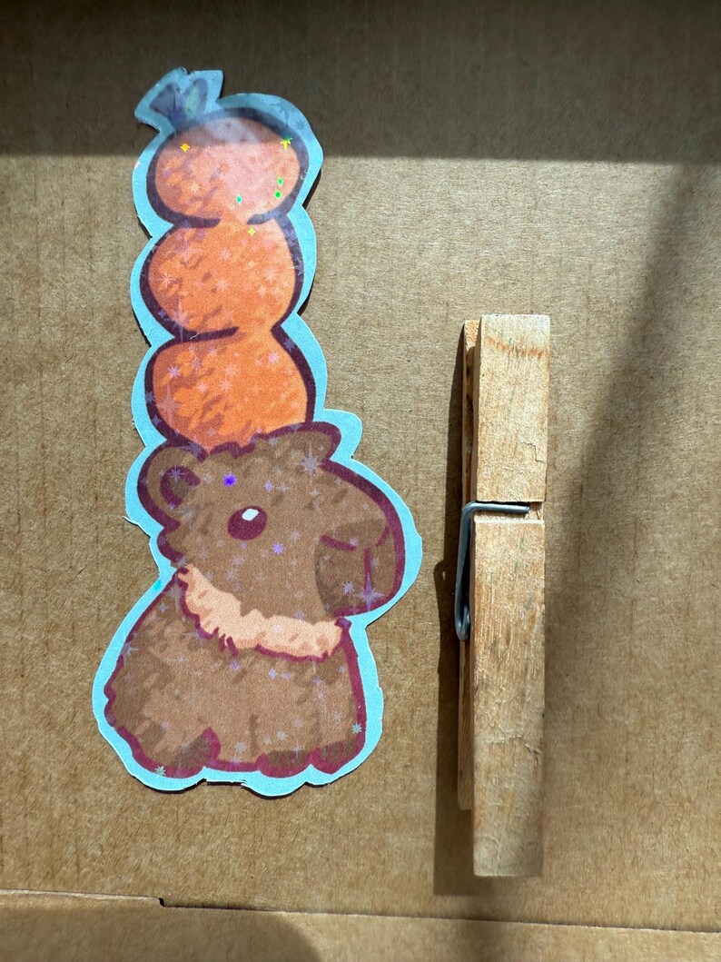 Capybara Orange Stack Handmade Sticker 4 Inch by 1.5 Inch Sparkle ...