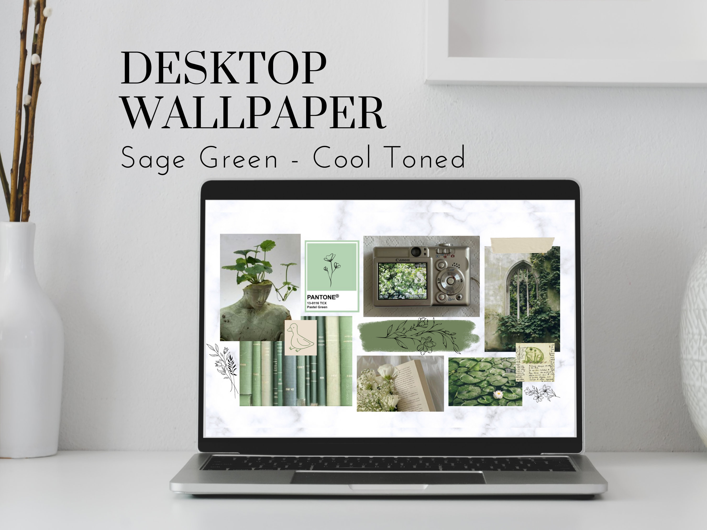 Sage Green Desktop Wallpaper - Etsy