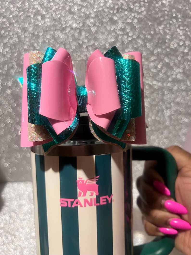 Emerald Cabana Gloss Stripe Stanley Stanley Tumbler Straw Bow - Etsy