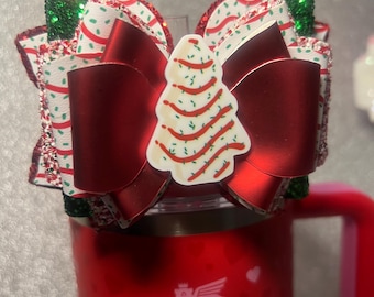 Stanley Christmas Tree Cake Bow Straw Topper, Stanley Candy Cane Twist ...