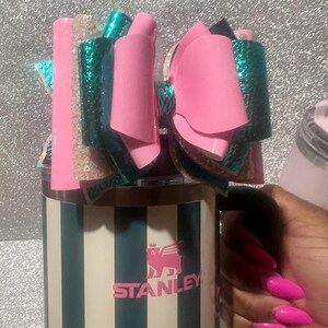 Emerald Cabana Gloss Stripe Stanley Stanley Tumbler Straw Bow - Etsy