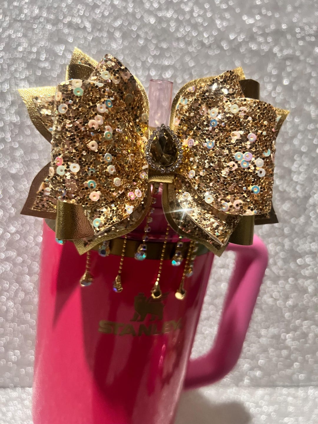 Dripping Crystals Gold Teardrop Rhinestone Stanley Cup Straw Bow - Etsy