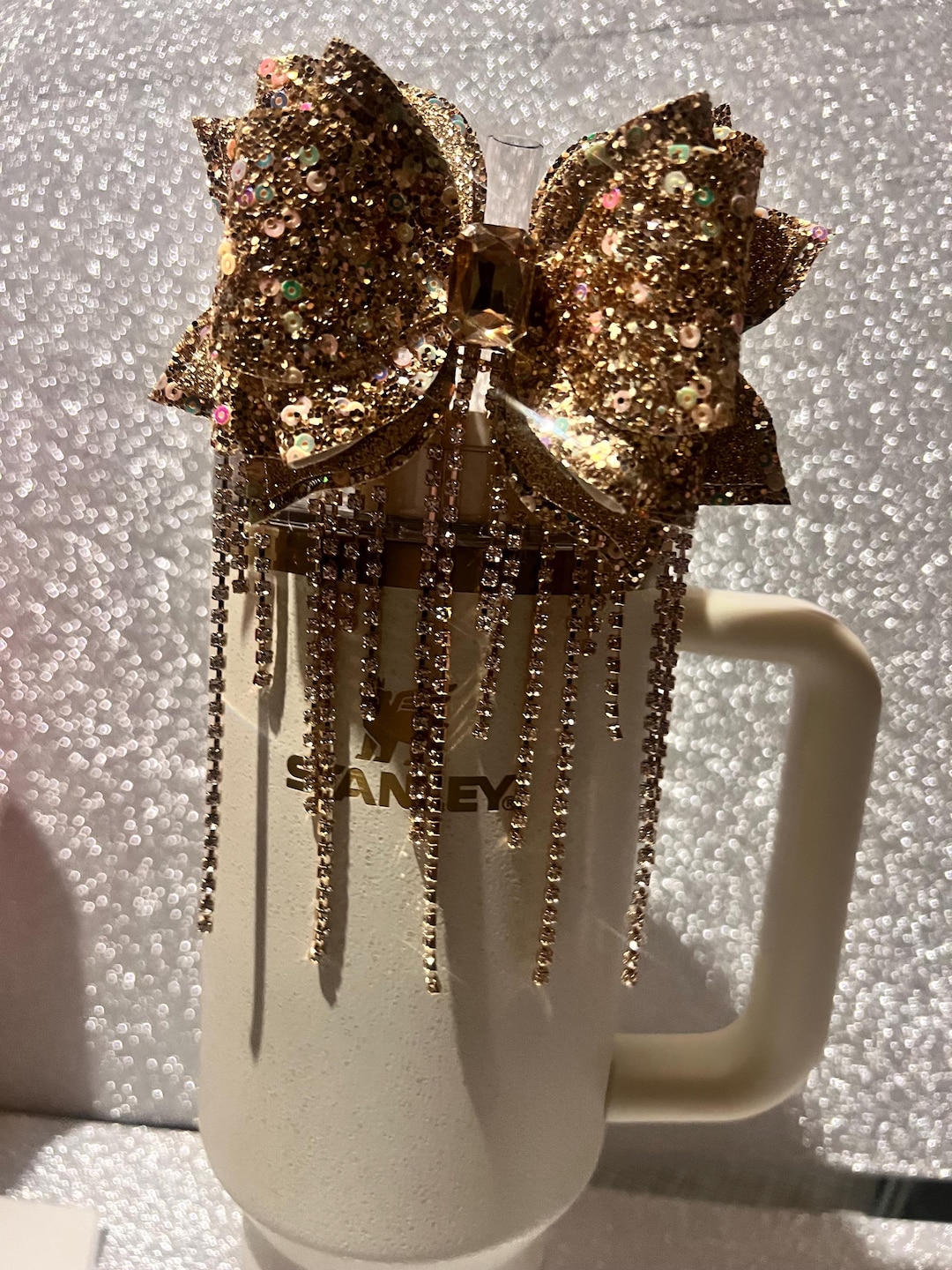 Dripping Crystals GOLD Rhinestone Stanley Cup Straw Bow - Etsy