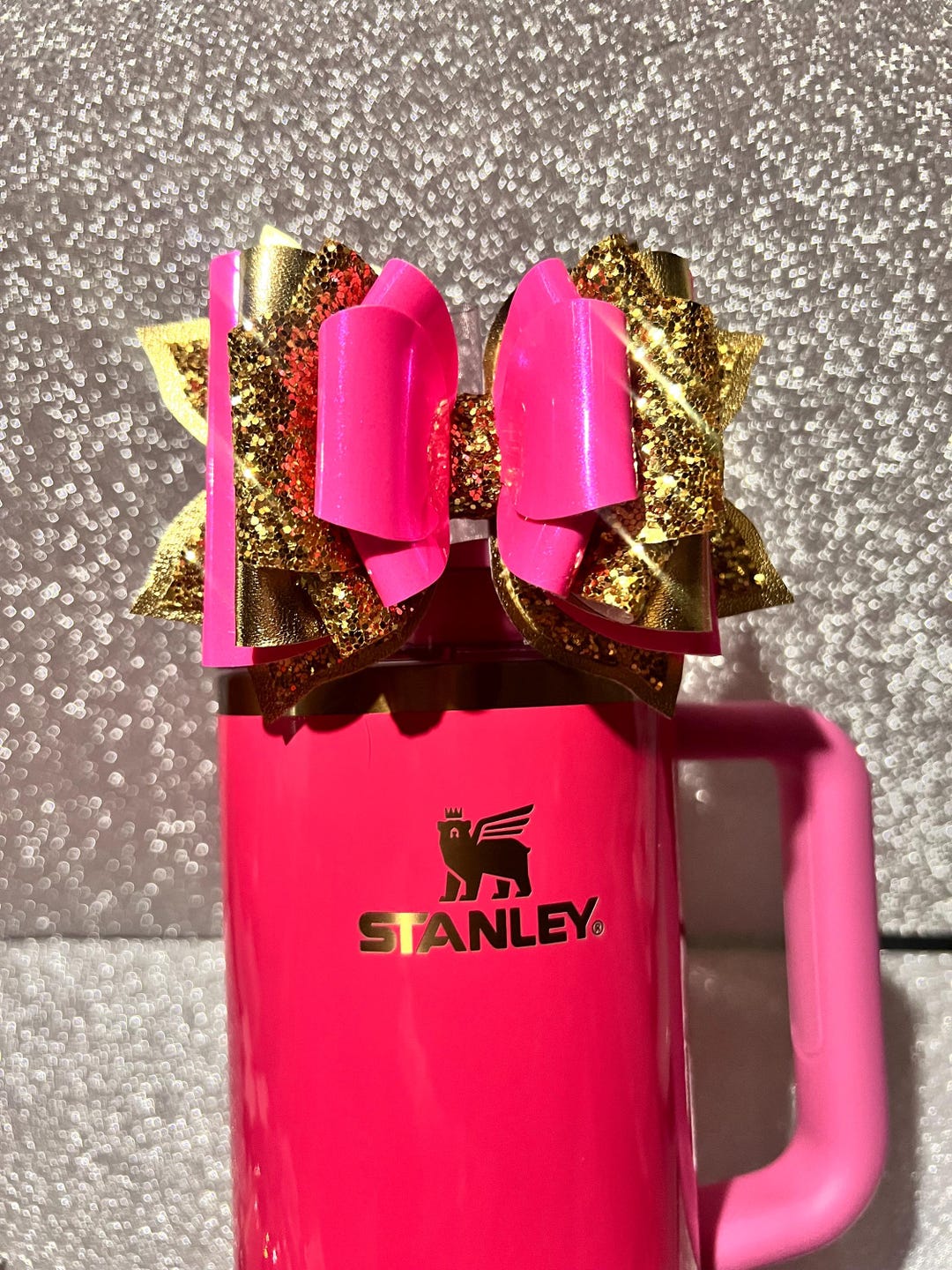 PINK PARADE Stanley Tumbler Straw Bow - Etsy
