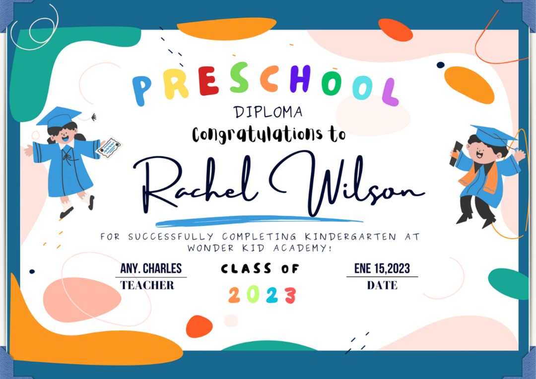 Editable Preschool Diploma Template Instant Download - Etsy UK
