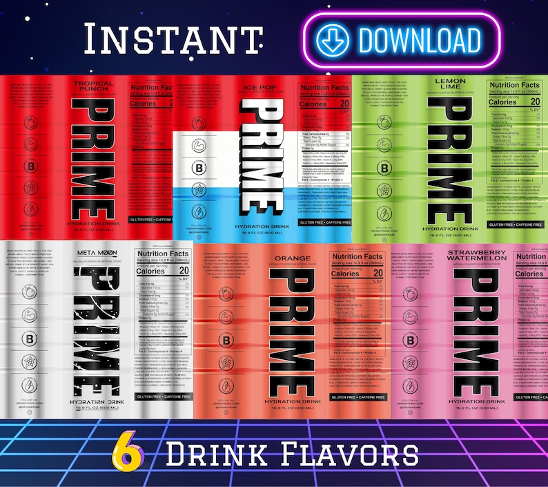 Prime Energy Tumbler Wrap Bundle: 20oz Skinny Design (PNG Digital ...