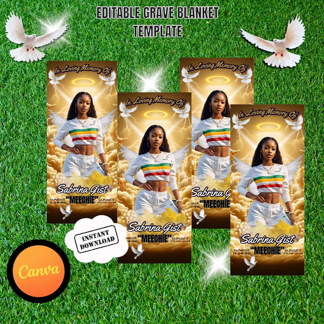 Memorial Grave Blanket Template: Custom Canva Design (digital Download ...