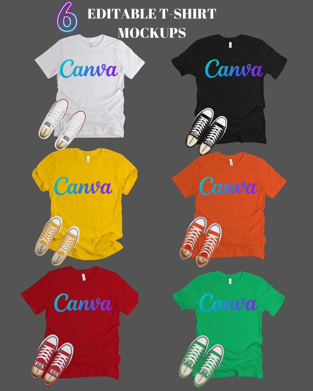 Canva T-shirt Mockup: Realistic Custom Color Shirt Template (digital ...