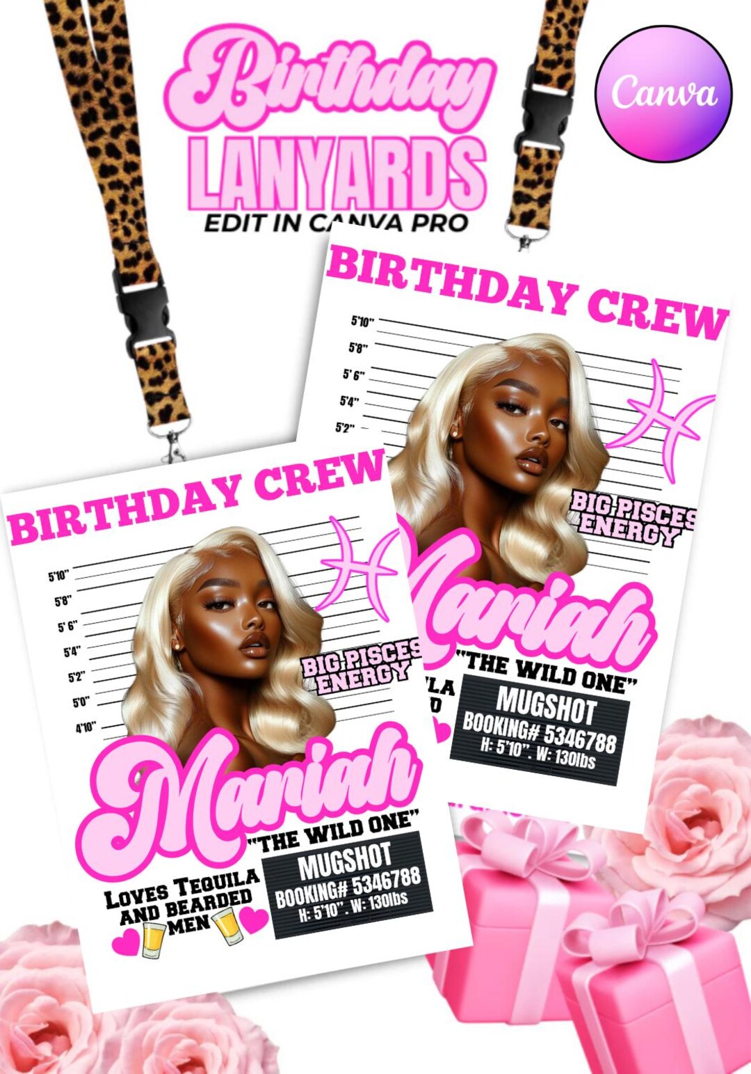 Editable Birthday Lanyard Template: DIY Party Keepsake (canva Pro ...