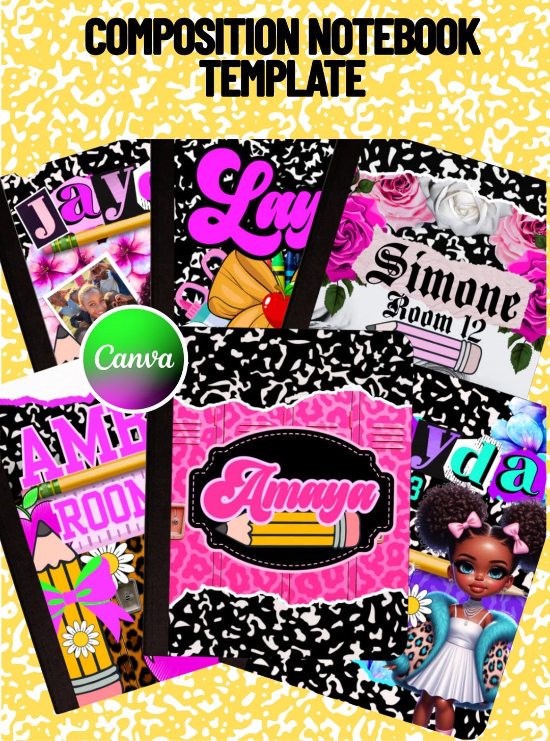 Editable Composition Notebook Covers: Back to School DIY (canva Pro ...