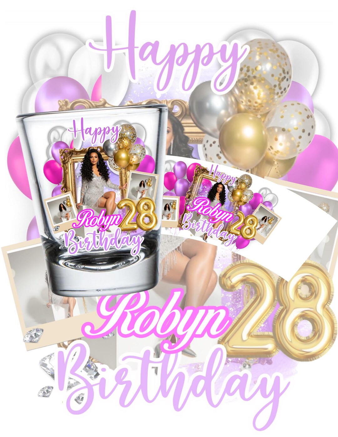 Editable Shot Glass Wrap Template: DIY Party Favor Design (canva Pro ...