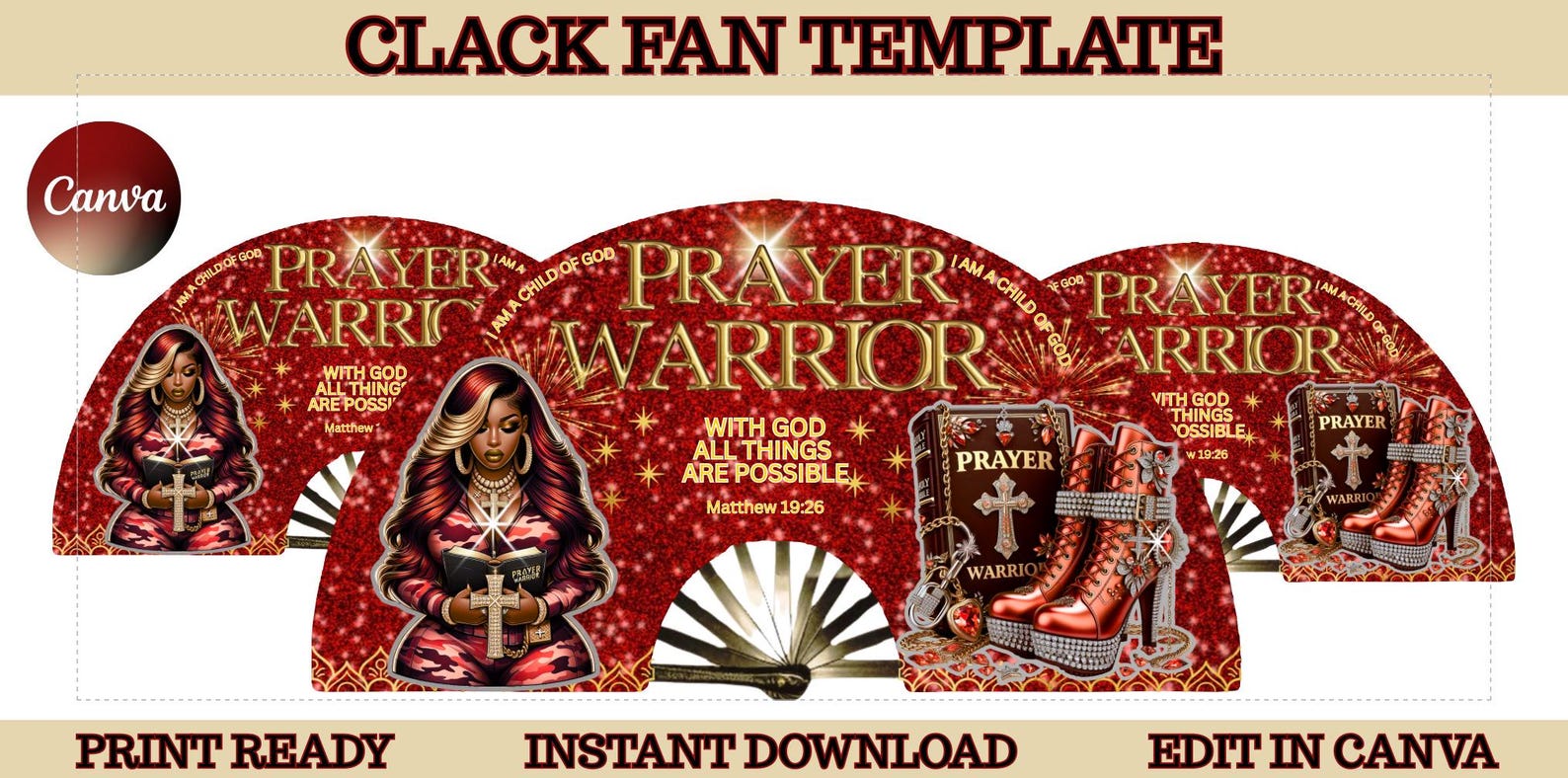 Custom Clack Fan Template: DIY Event Fan Mockup (canva Editable ...
