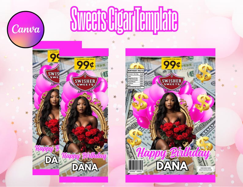 Editable Sweets Cigar Wrapper Template, Birthday Party Favor (digital ...