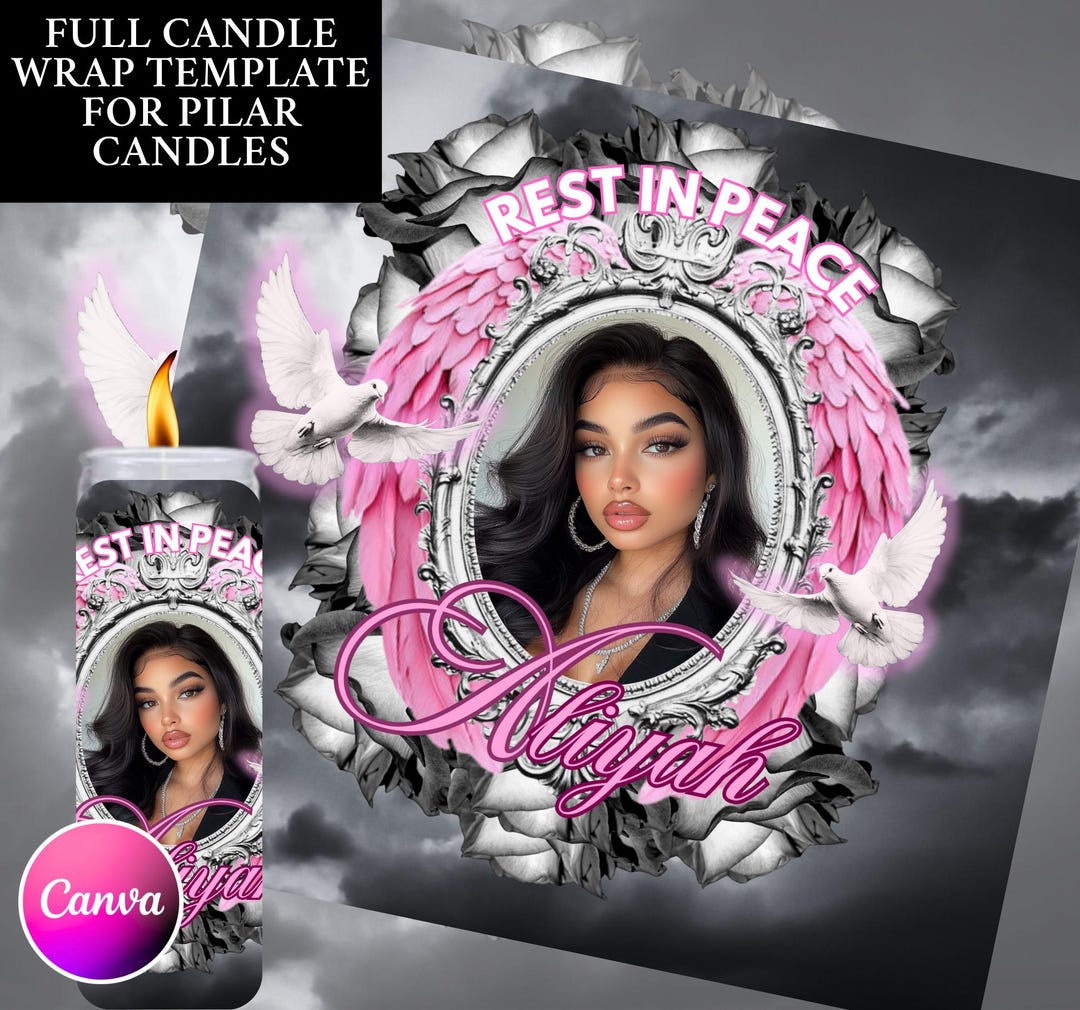Memorial Pillar Candle Wrap Template | Editable Canva Pro Design | in ...