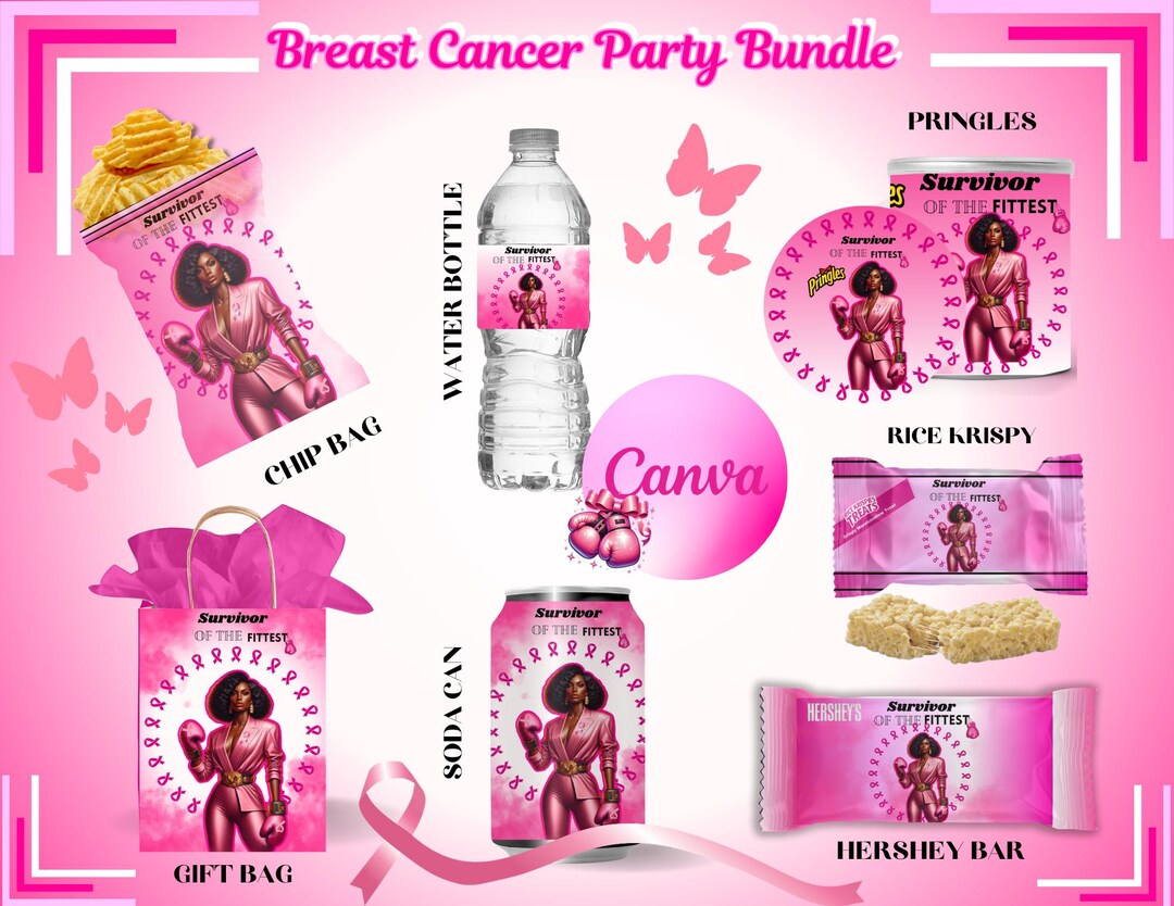 Breast Cancer Awareness Party Bundle, Breast Cancer Awareness, Pink Labels, Awareness Chip Bags ...