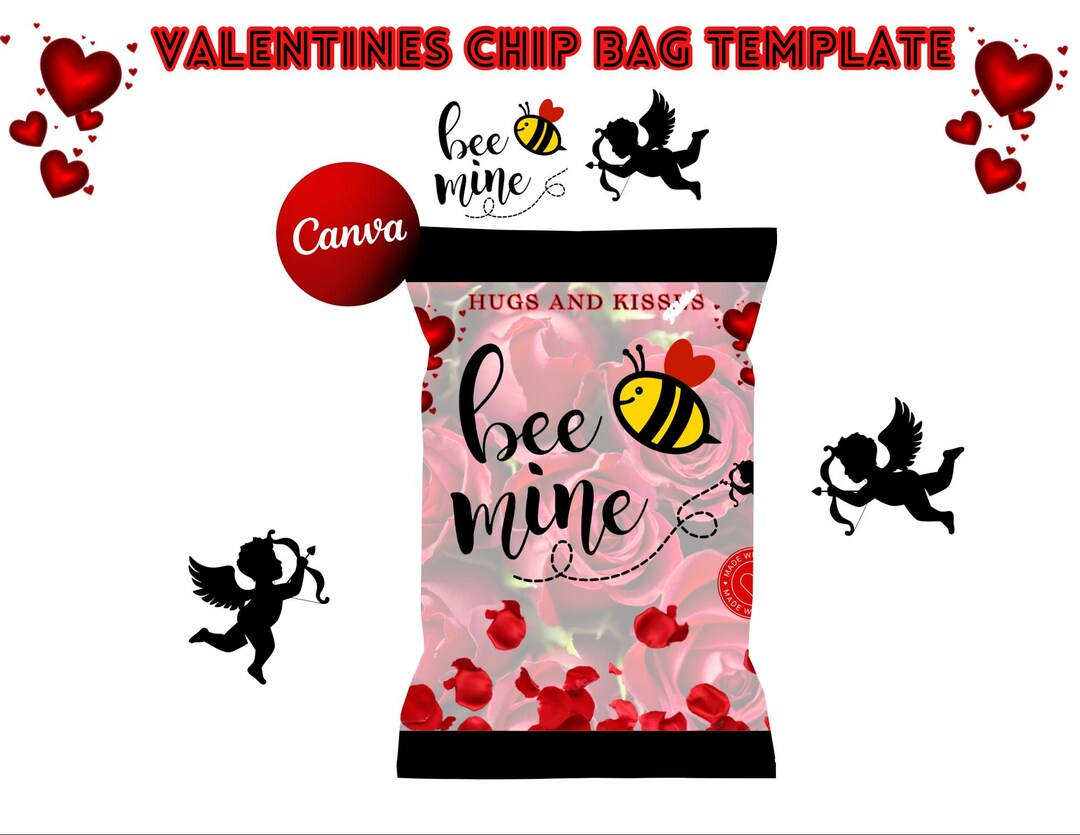 Editable Valentine’s Day Chip Bag Template | Customizable Snack Bag ...