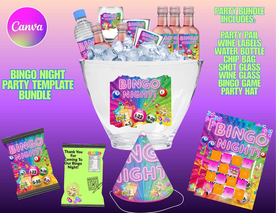 Editable Bingo Night Party Bundle: DIY Decor Templates (canva Pro ...
