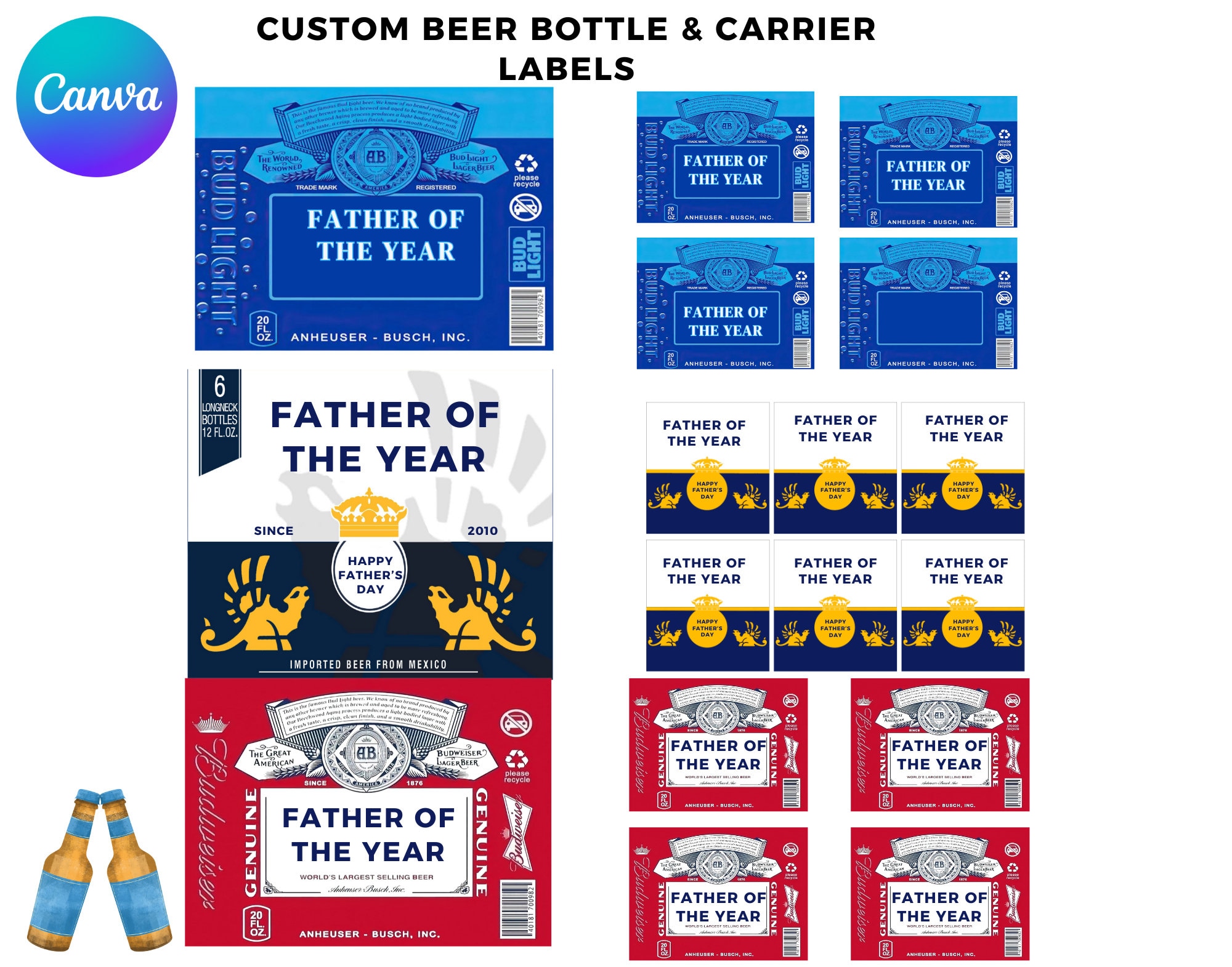 Personalized Father's Day Beer Labels: Custom Birthday Gift (digital ...