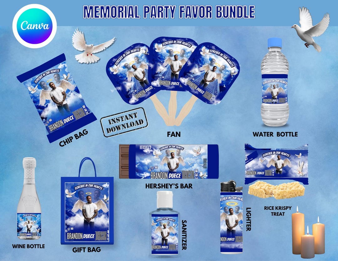Memorial Favor Mockup Bundle: Canva Frame Templates (digital Download ...
