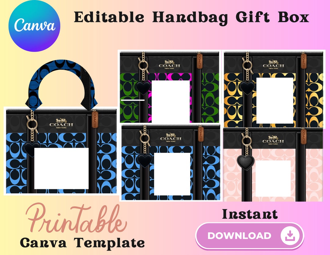 Designer Handbag Gift Box Template: Graduation, Birthday (canva, PNG ...