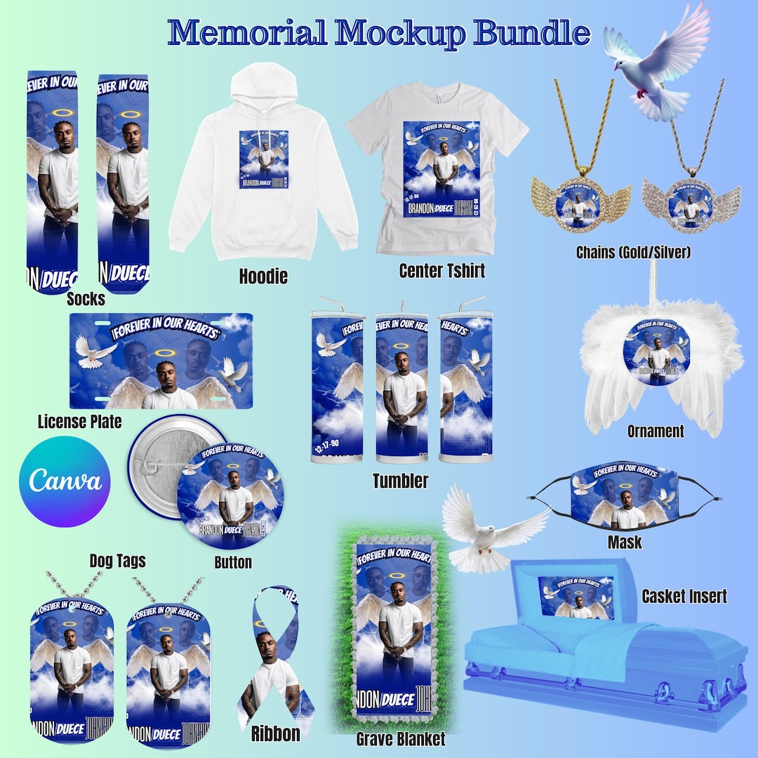 Memorial Mockup Bundle: Canva Templates, Grave Blanket (digital ...