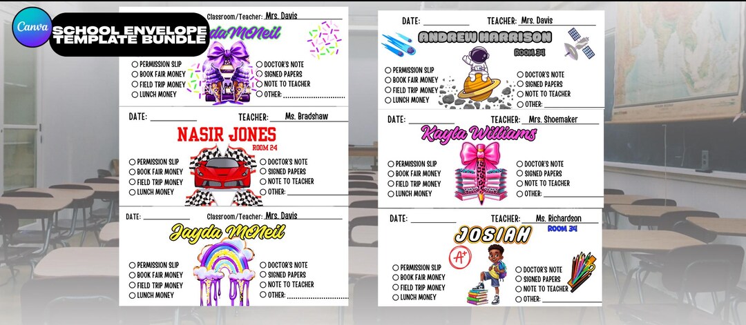 Editable Back to School Envelope Templates: Printable Designs (canva ...