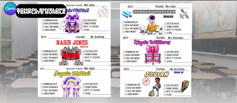 Editable Back to School Envelope Templates: Printable Designs (canva ...