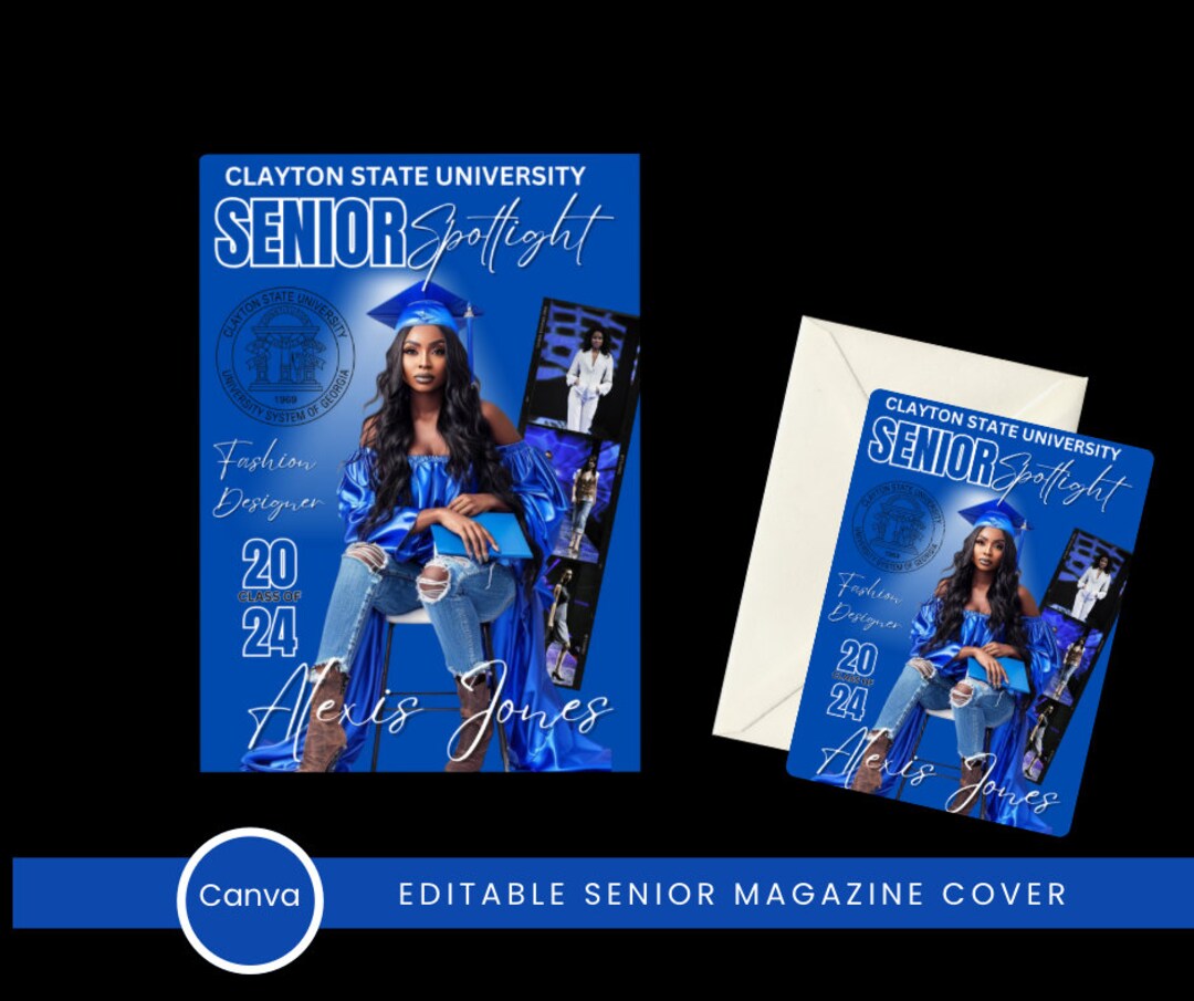 Editable Senior Magazine Cover Template: Canva Graduation Announcement ...