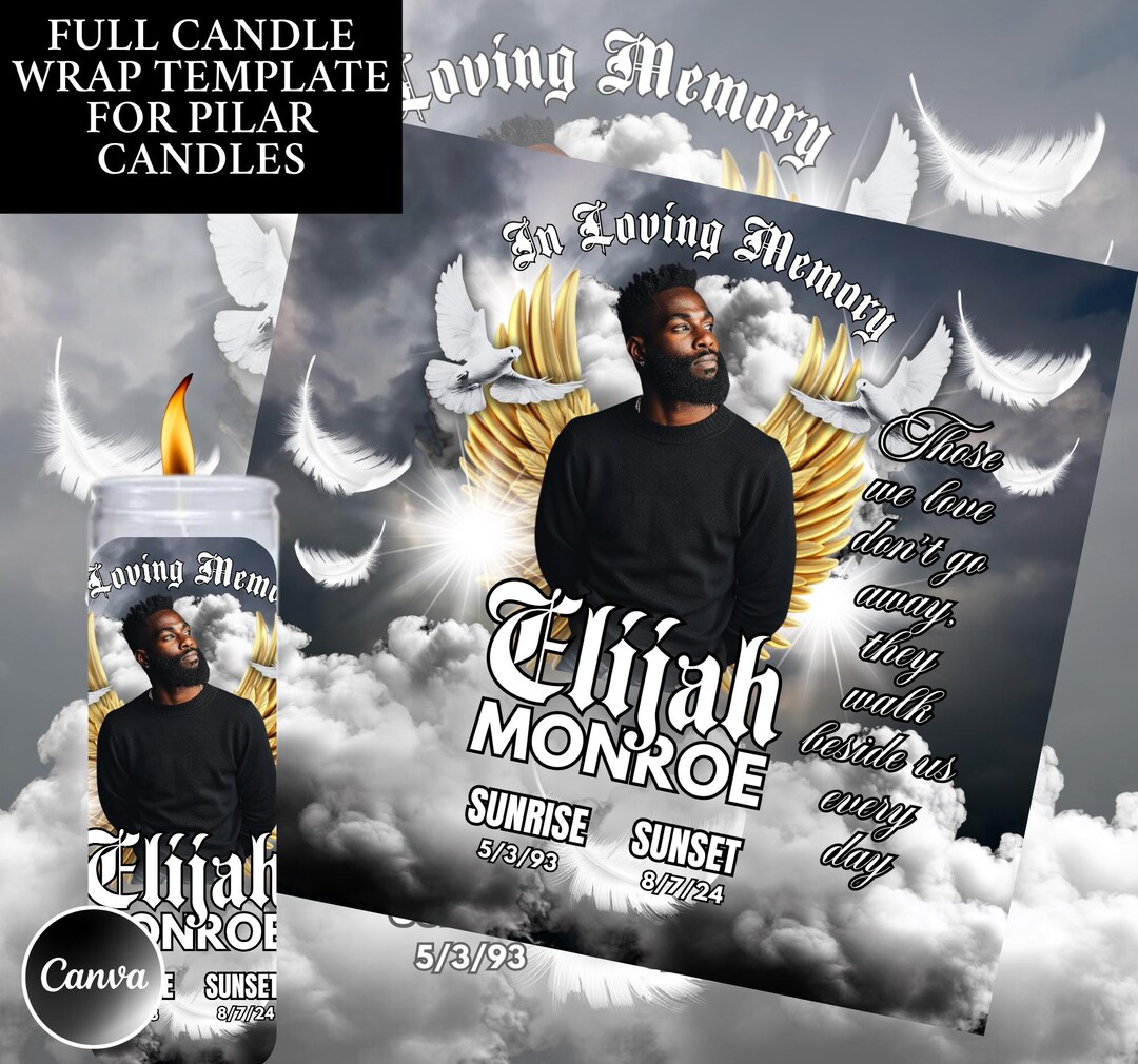 Memorial Candle Wrap Template: Editable Funeral Remembrance (canva Pro ...