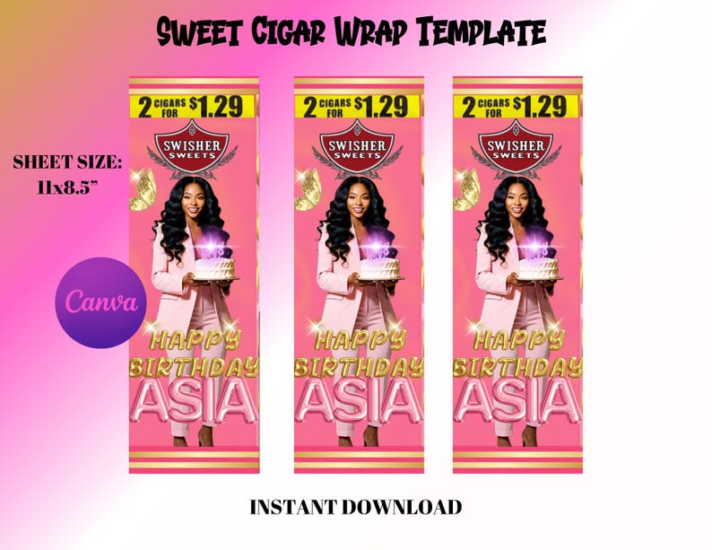 Editable Cigar Wrapper Template, Canva Printable Sheet (digital ...