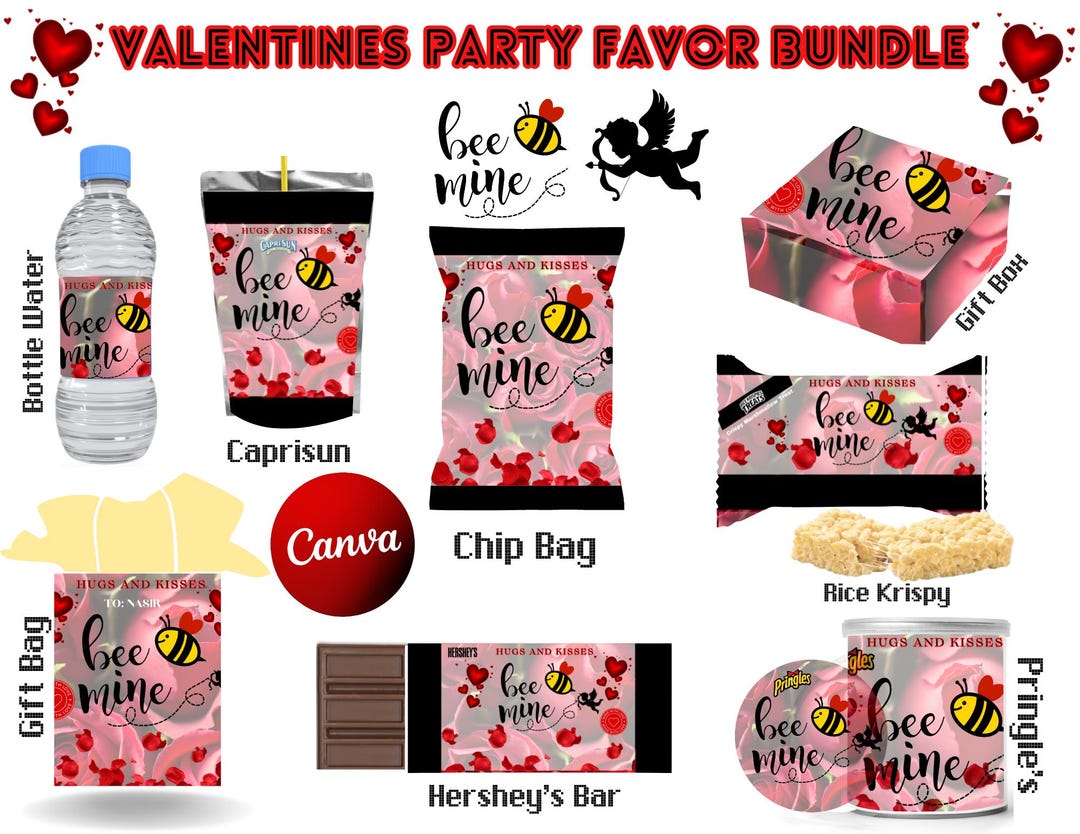 Valentine's Day Party Favor Bundle: Printable Labels (digital Download ...